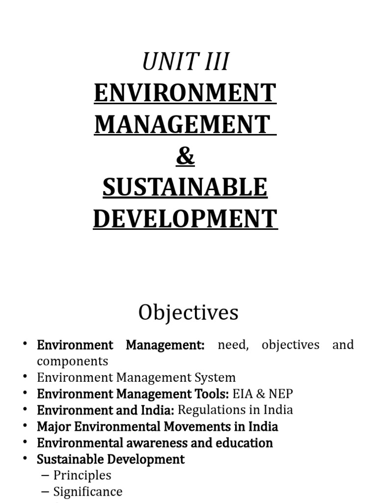 Evs - Final Unit 3 - Environment Management & Sustainable Development ...