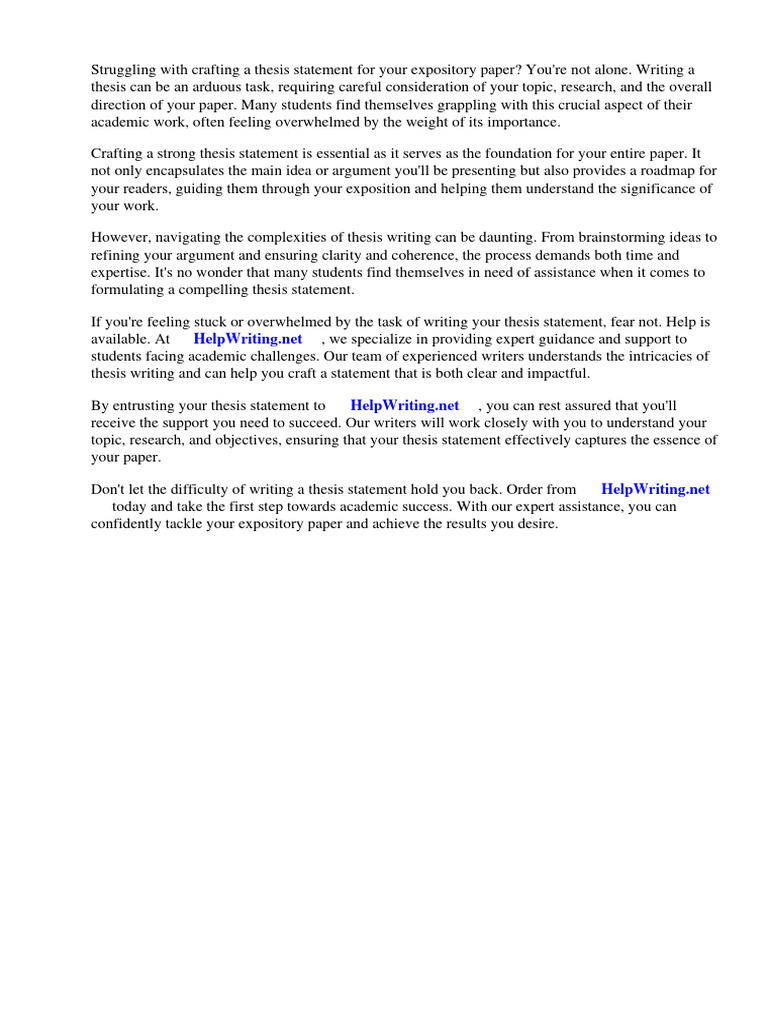 Thesis Statement Examples For Expository Papers | PDF | Essays