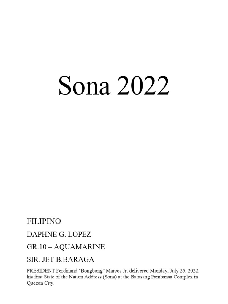 Sona 2022 | Download Free PDF | Economies