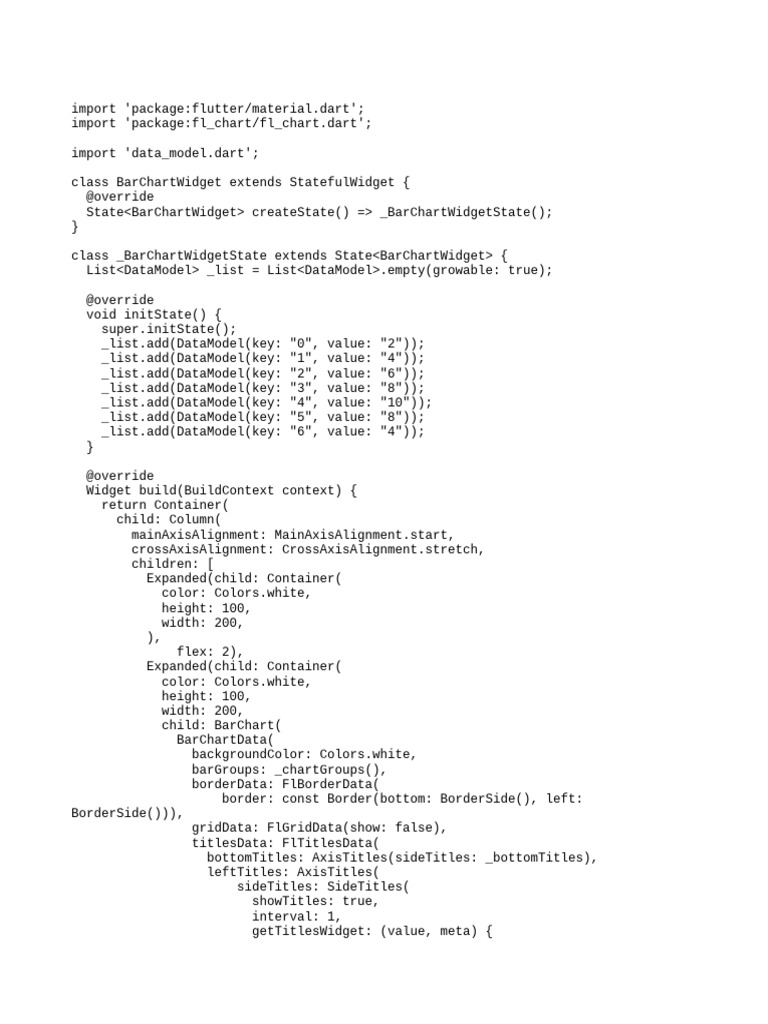 Flutter Bar Chart Widget Guide | PDF | Programming Paradigms | Computer Programming