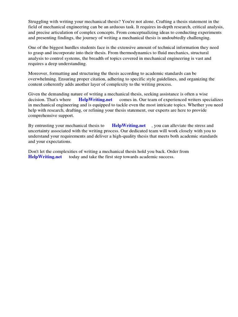 Mechanical Thesis Writing Help | PDF | Thesis | Mechanical Engineering