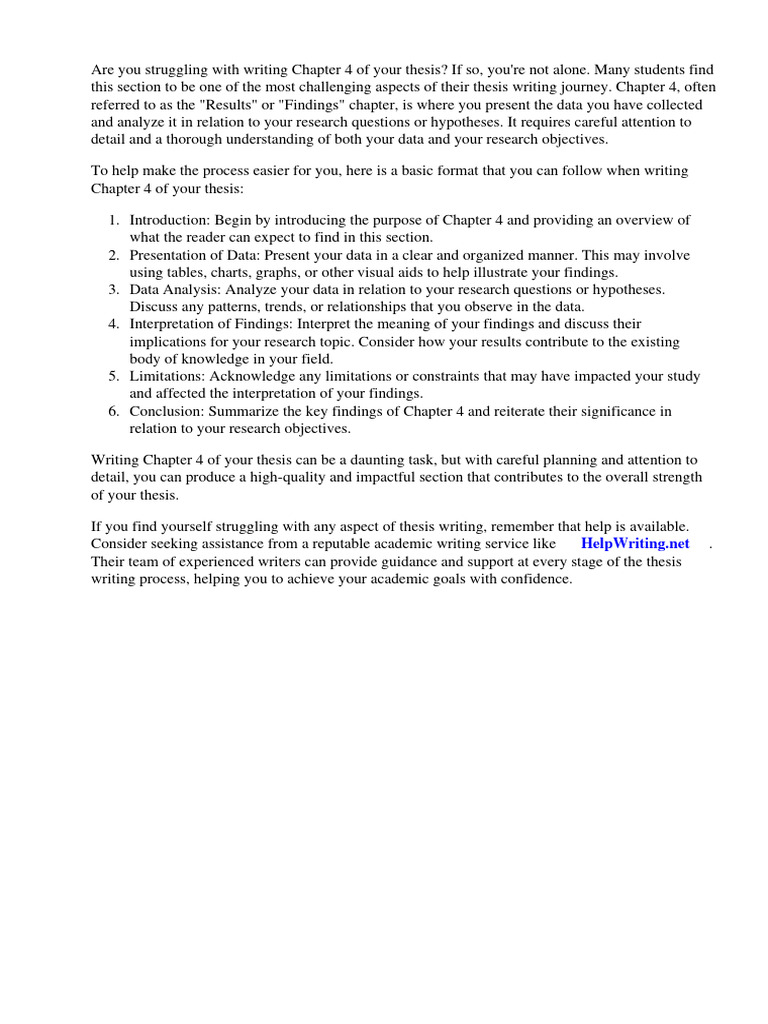 How To Write Chapter 4 of A Thesis Basic Format | PDF | Thesis | Data