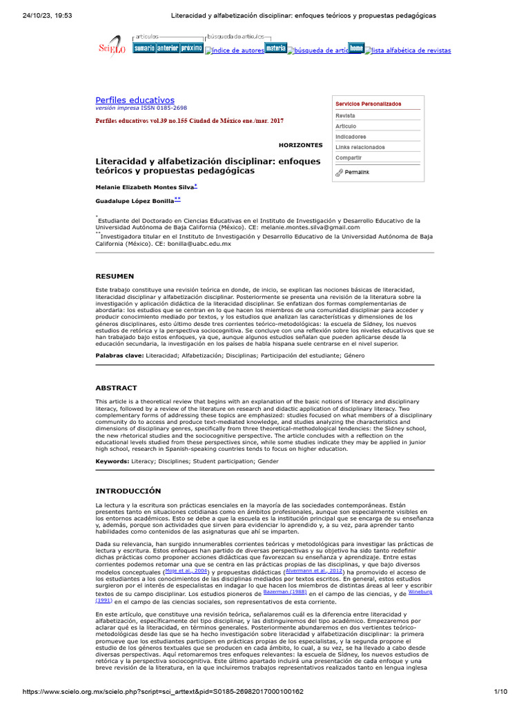Literacidad y alfabetización disciplinar | PDF | Maestros | Literatura
