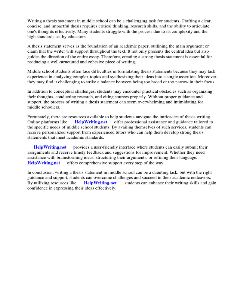 Writing A Thesis Statement Middle School | PDF | Essays | Lesson Plan