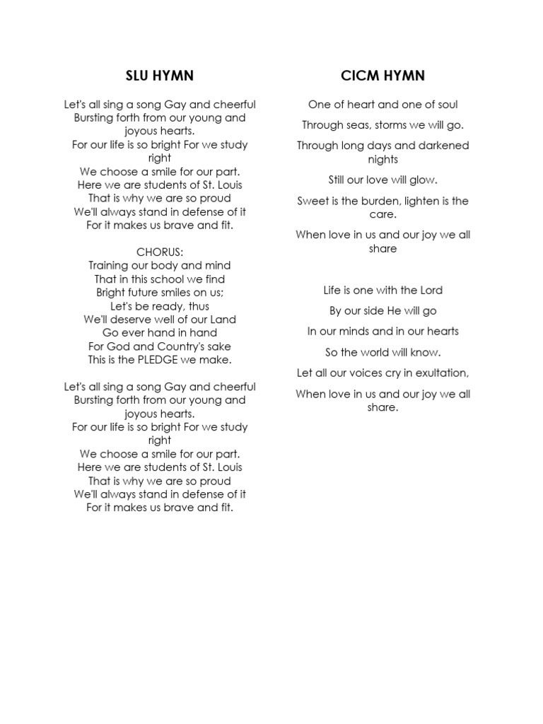 St. Louis Students' Anthem | PDF | Language Arts & Discipline ...