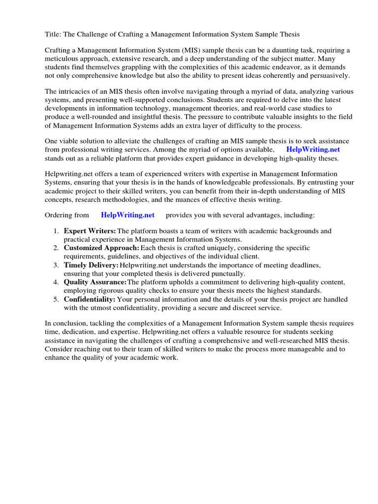 Management Information System Sample Thesis | PDF | Enterprise Resource Planning | System