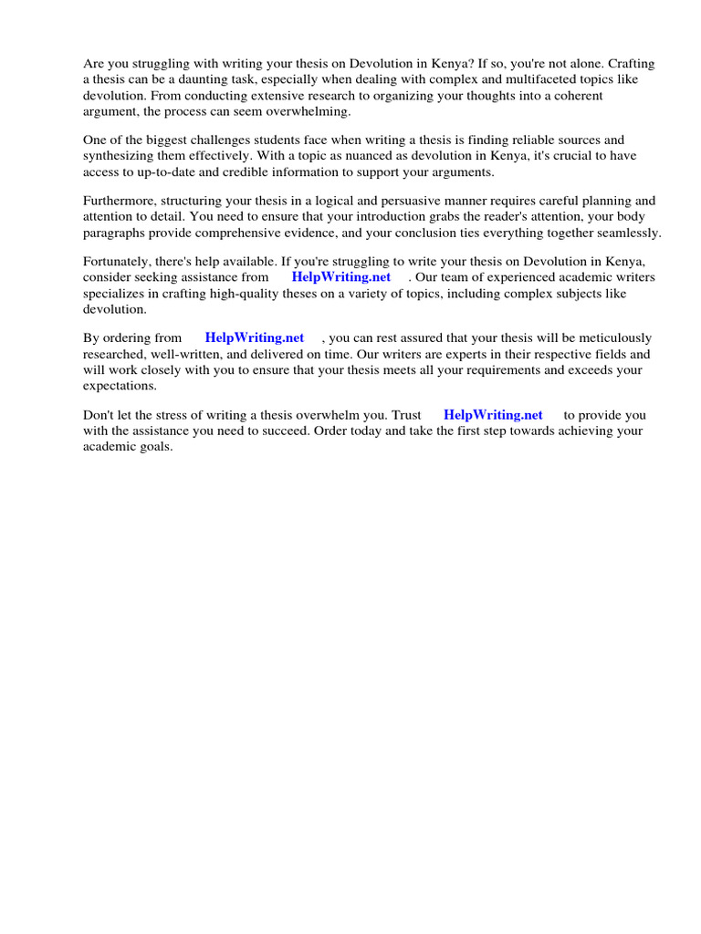 Devolution in Kenya Thesis | PDF | Kenya | Governance