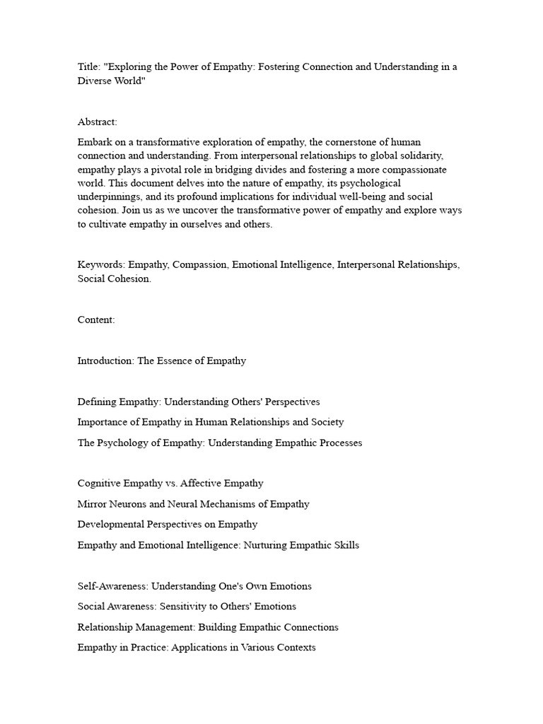 Empathy | PDF | Empathy | Compassion Empathy | PDF | Empathy | Compassion