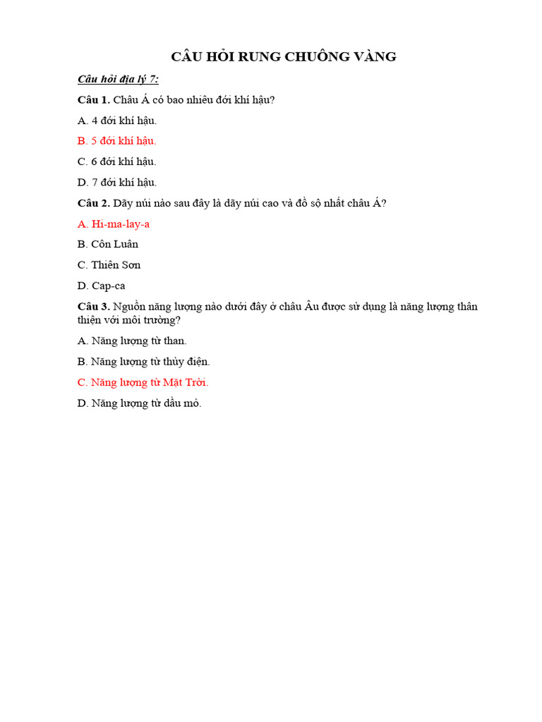 CÂu HỎi Rung ChuÔng VÀng Pdf