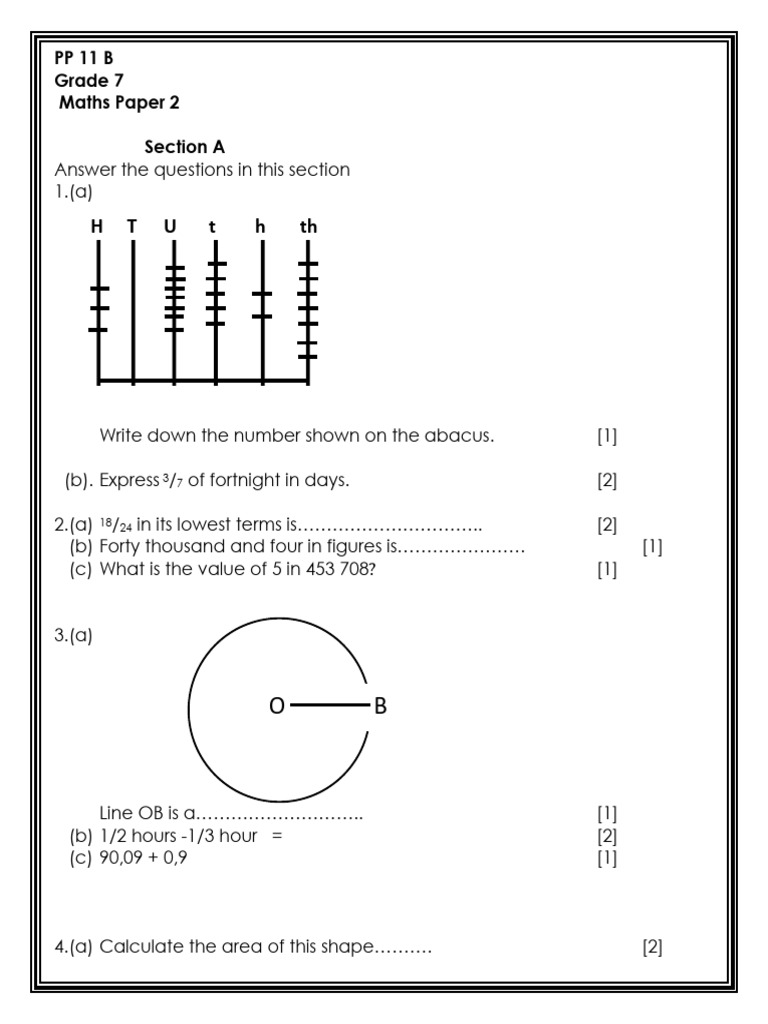 Grade 7 Maths Paper 2PP11BB | PDF | Mathematics | Elementary Mathematics