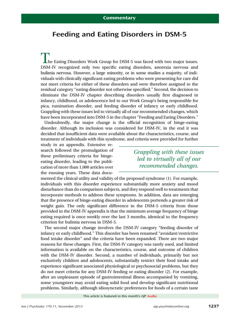 Feeding and Eating Disorders in DSM 5 | PDF | Binge Eating Disorder ...