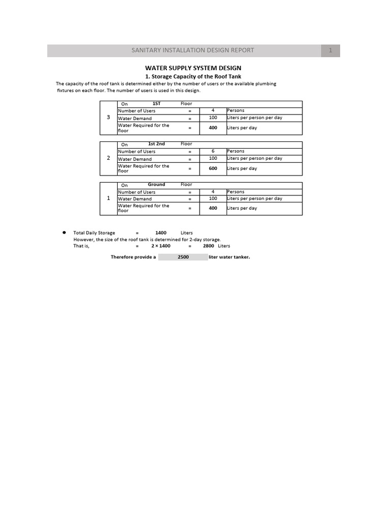 3 Water Supply System Design Pdf Water Supply Washing Machine