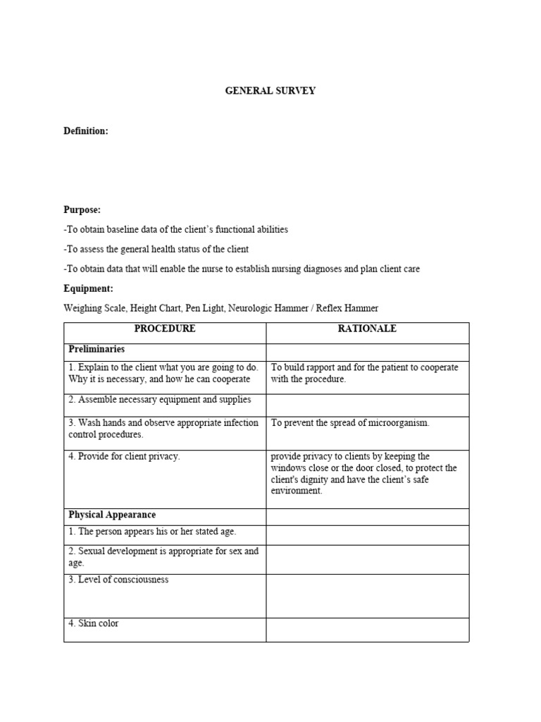General Survey Rationale | PDF