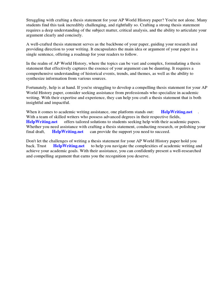 Example Thesis Statement for AP World History | PDF | Essays | Thesis