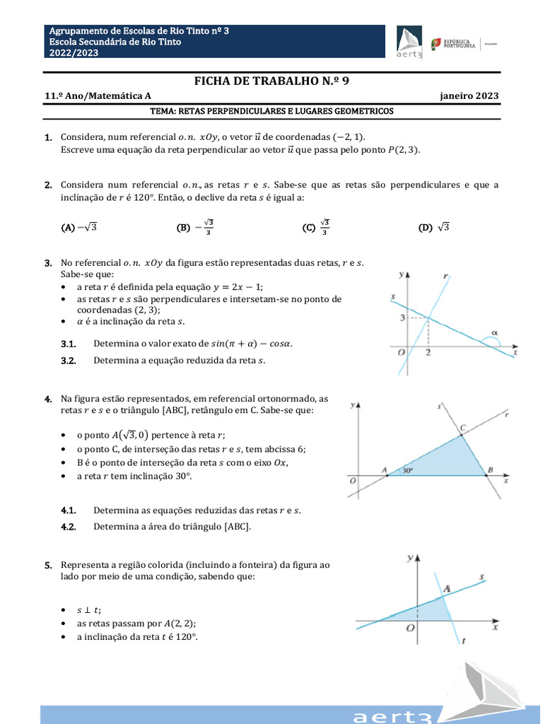 FT9 Retas Perpend Lugares Geometricos | PDF | Círculo | Linha (Geometria)