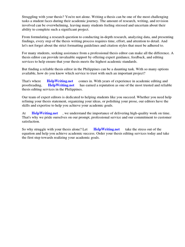 Thesis Editor Philippines Pdf Thesis Editing