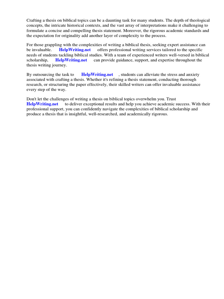 Biblical Thesis Statements | PDF | Essays | Thesis