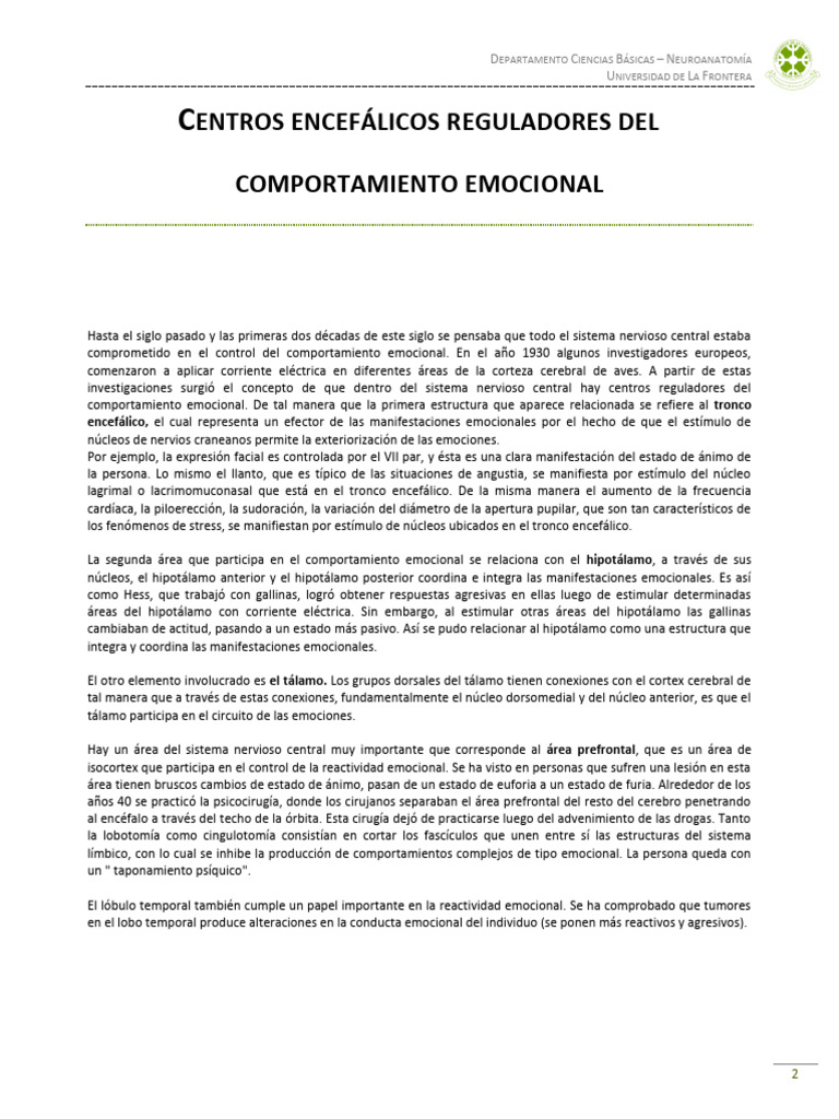 Centros Encefálicos y Emociones | PDF | Las emociones | Sistema límbico