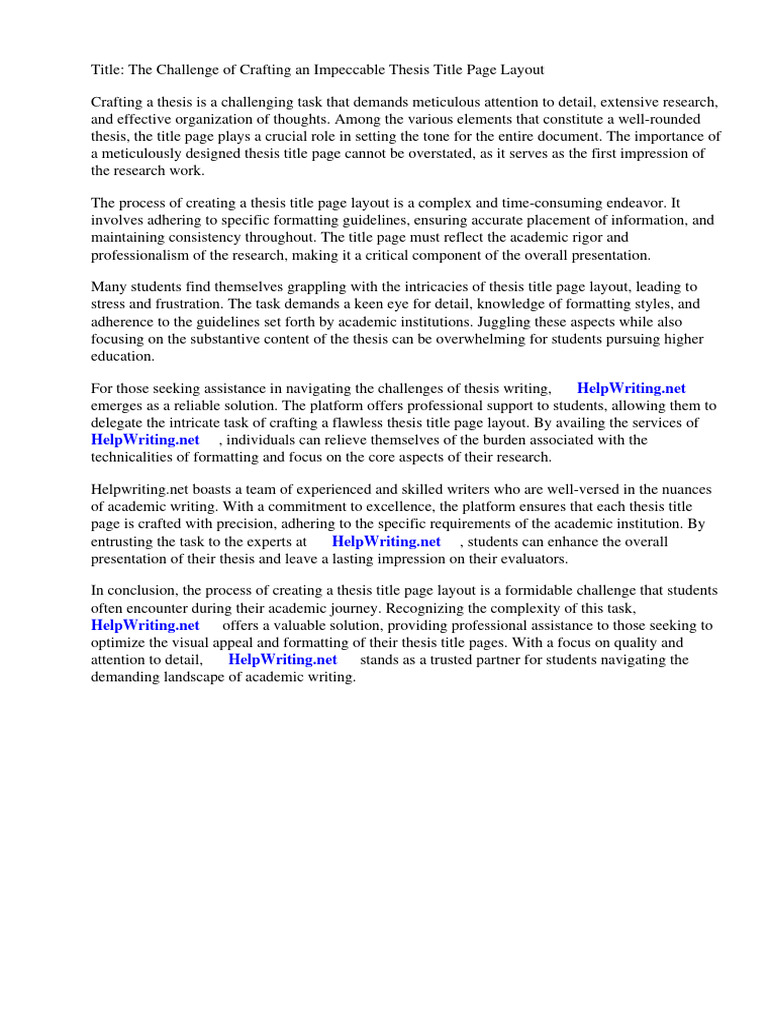 Thesis Title Page Layout | PDF | Thesis | Doctor Of Philosophy