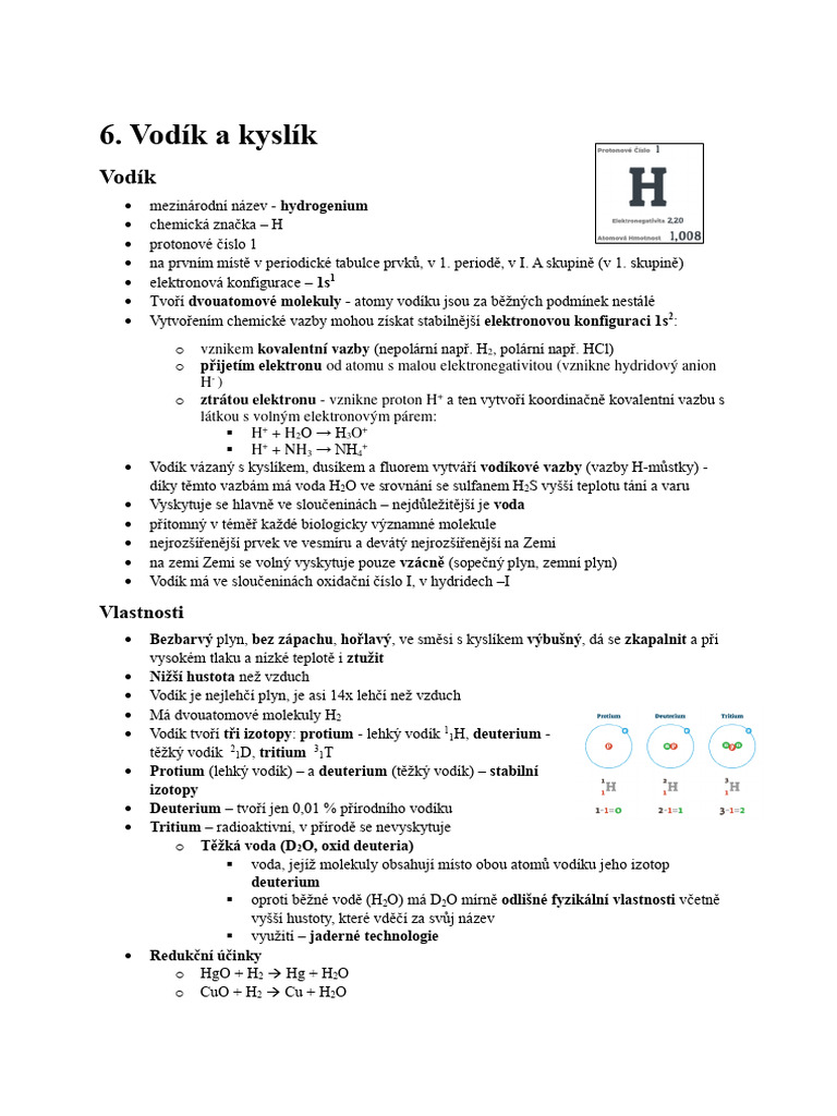 6 Vodík A Kyslík | PDF