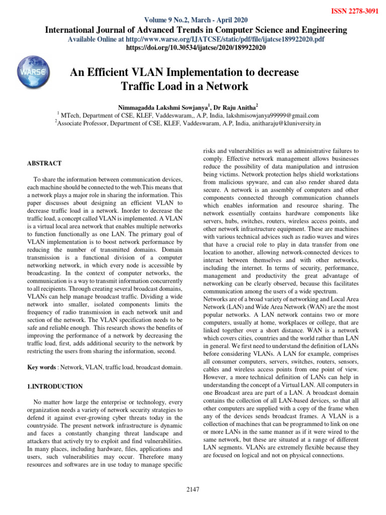 An_Efficient_VLAN_Implementation_to_decr | PDF | Computer Network | Network Switch