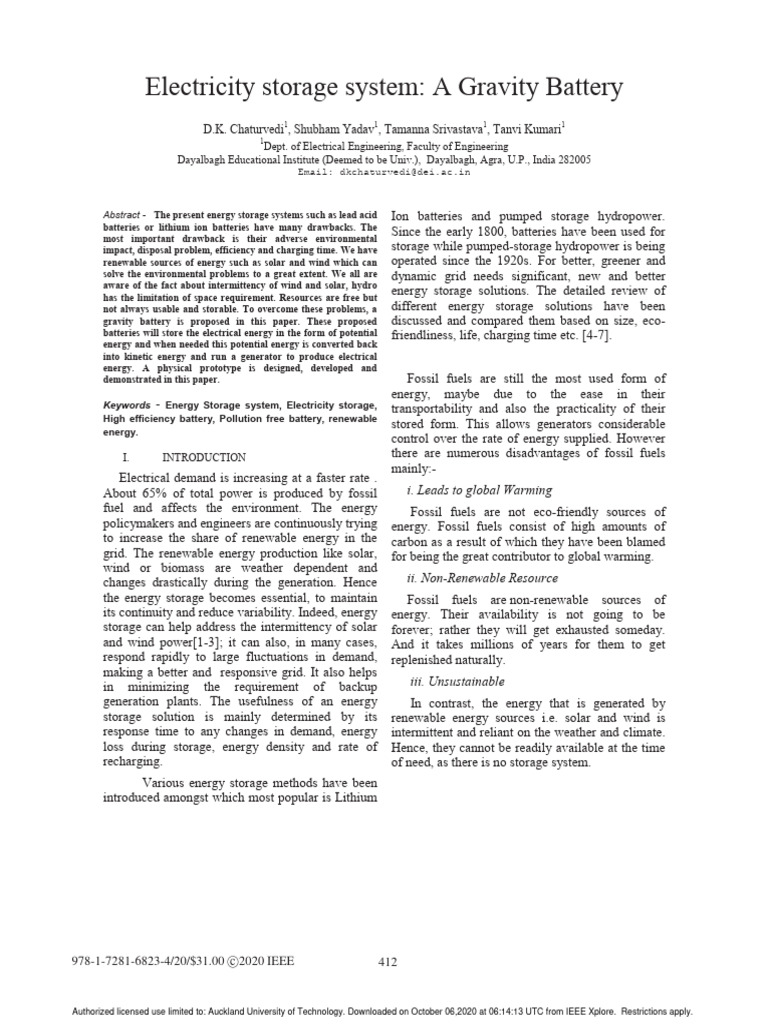 Gravity Battery: A Sustainable Energy Solution | PDF | Energy Storage ...