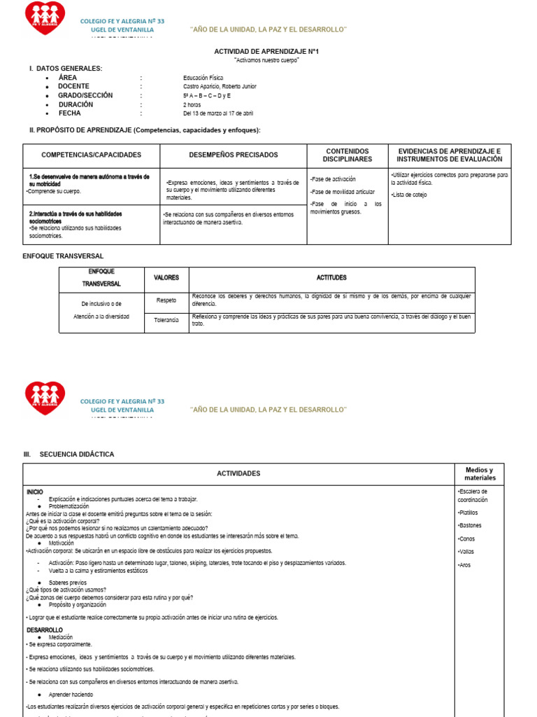 SESION DE APRENDIZAJE 1 | PDF | Aprendizaje | Ciencia cognitiva
