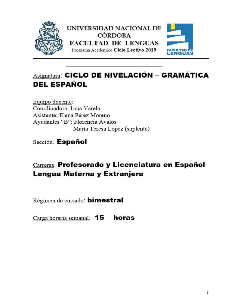 Gramática Español CN 2019 | PDF | Verbo | Adverbio