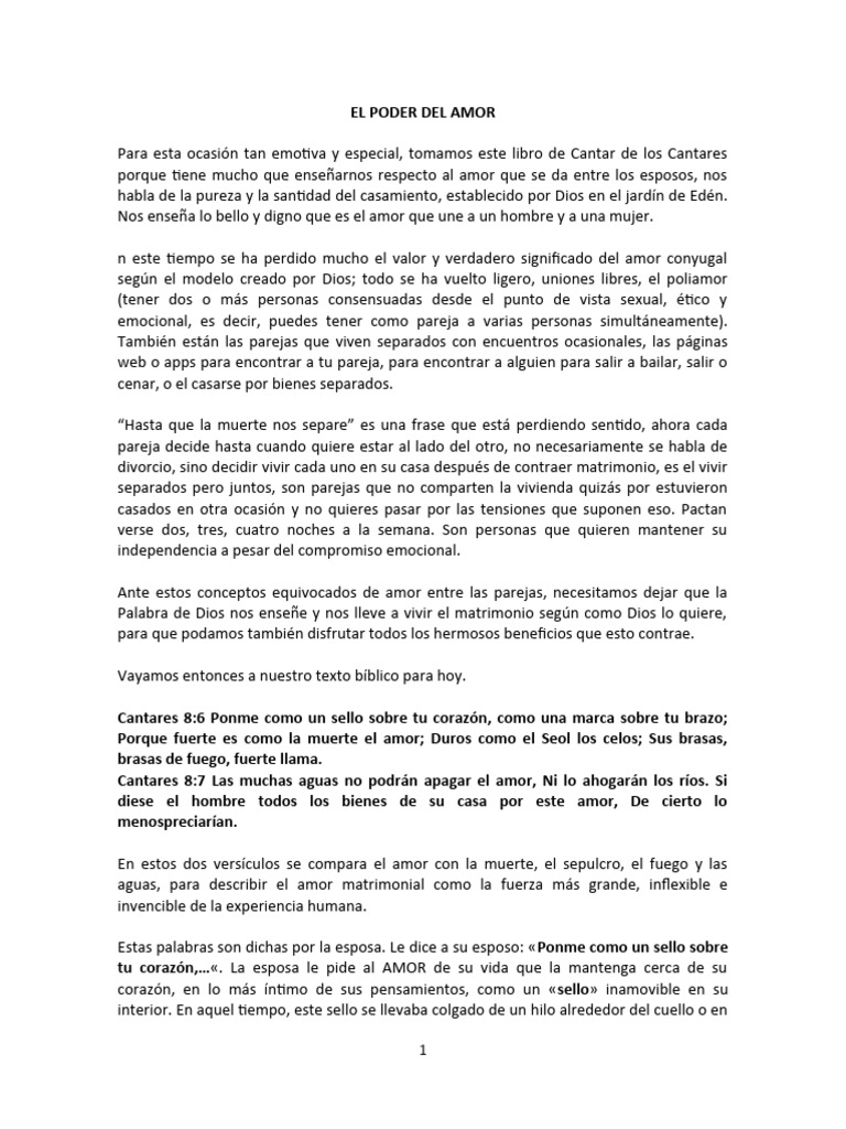 El Poder del Amor en el Matrimonio | PDF | Amor | Matrimonio
