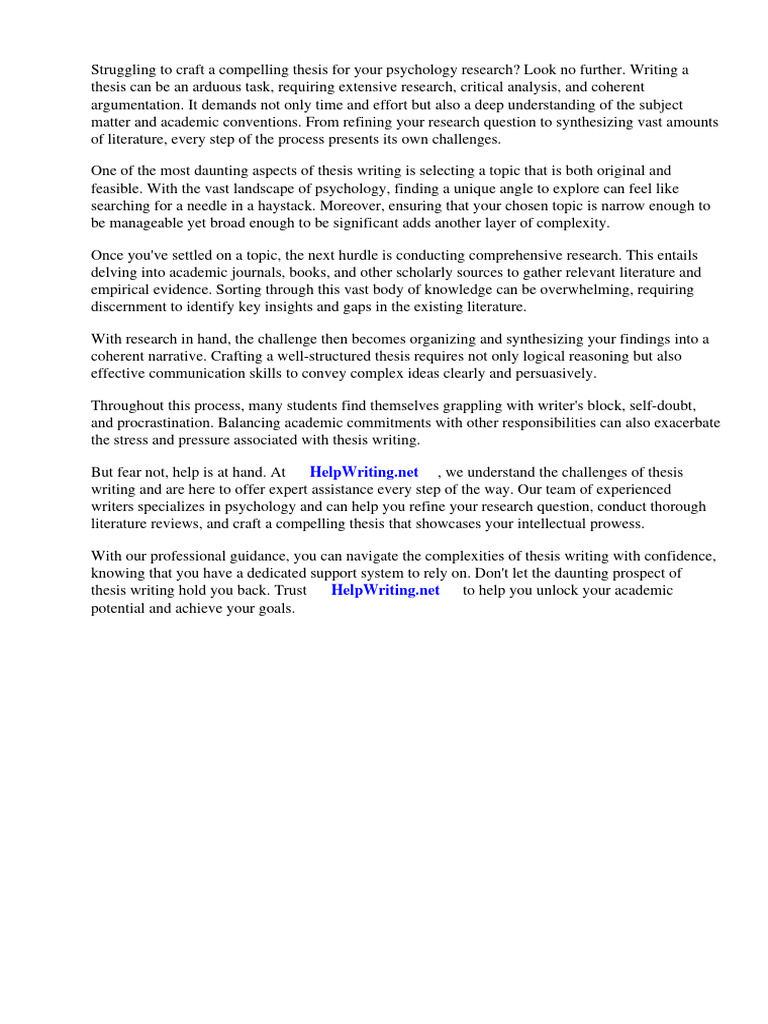 Thesis Ideas for Psychology | PDF | Psychology | Thesis