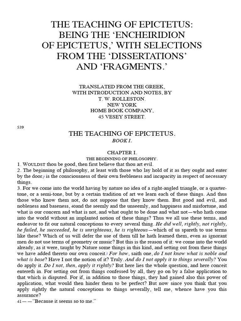 The Teaching of Epictetus | PDF | Epictetus | Thou