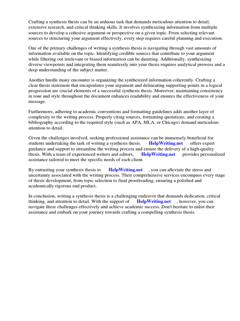 How To Write A Synthesis Thesis | PDF | Essays | Dialectic