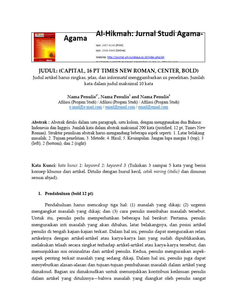 Template Jurnal Al-Hikmah UMSby | PDF | Kajian Bahasa Asing | Metode ...