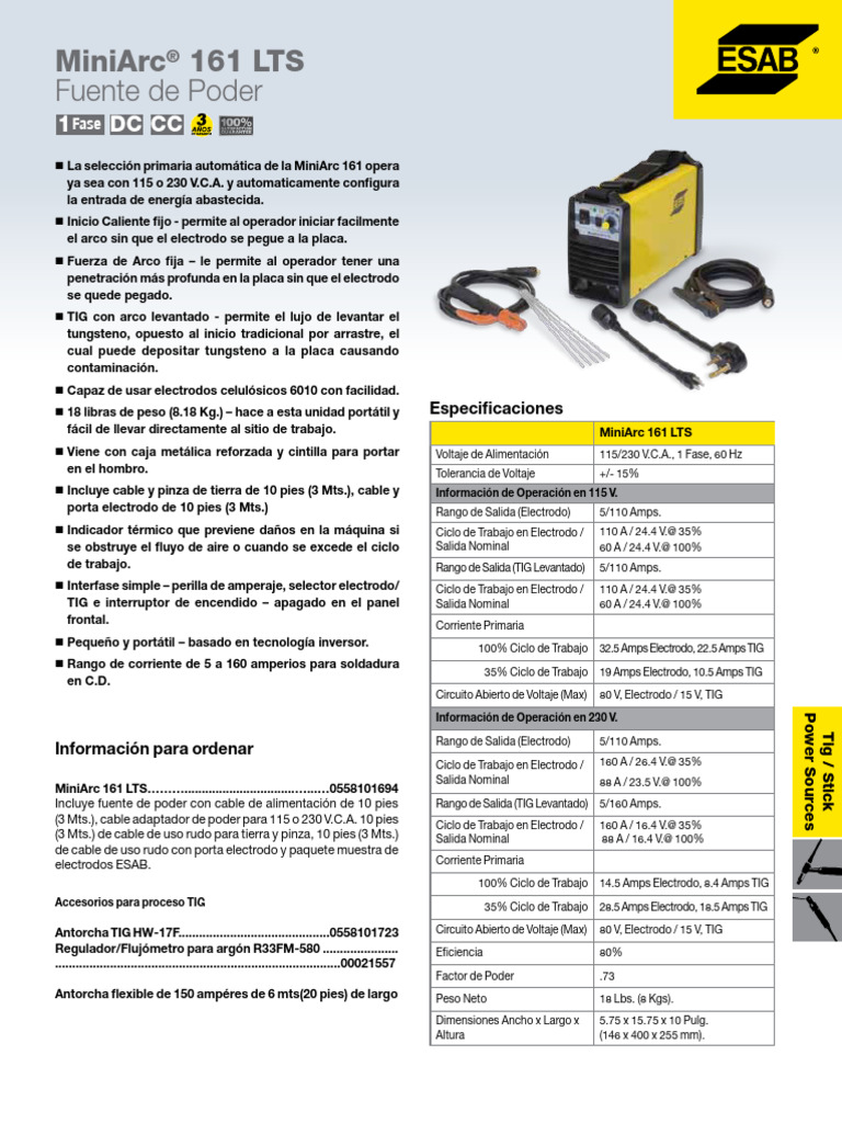 Mini Arc 161 LTS | PDF | Electromagnetismo | Ingenieria Eléctrica