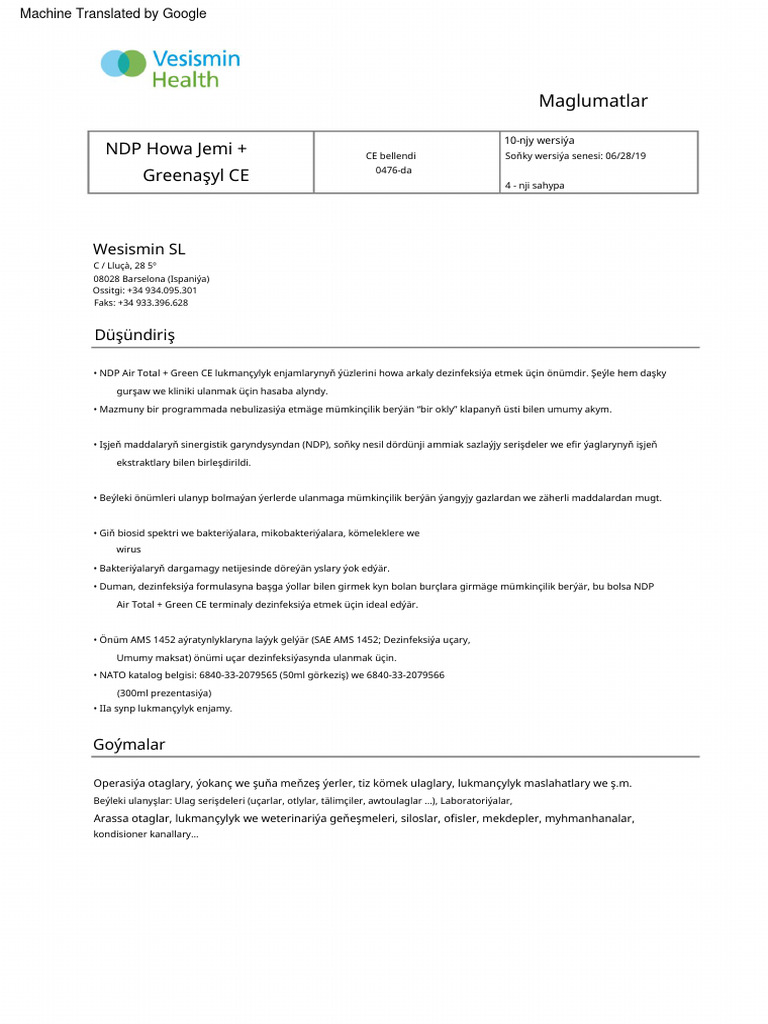 Ficha Técnica NDP Air Total+Green CE - 190628 | PDF