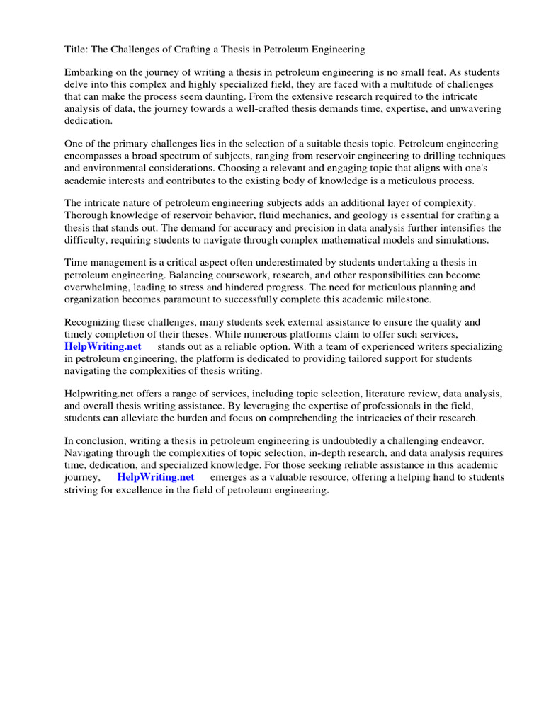 Thesis Topics For Petroleum Engineering Students | Download Free PDF ...