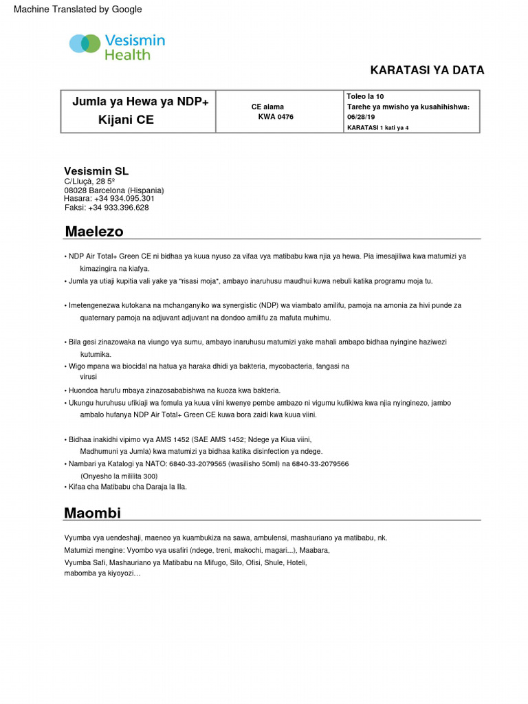 Ficha Técnica NDP Air Total+Green CE - 190628 | PDF