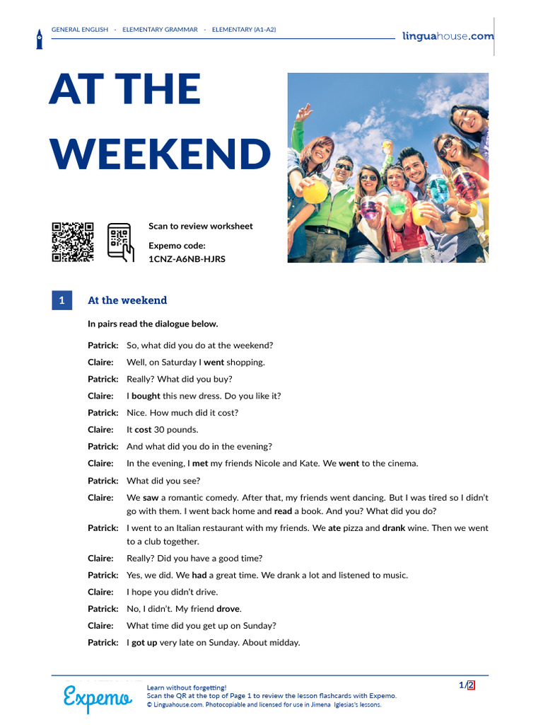 Weekend Activities Dialogue and Exercises | PDF | Semantic Units ...