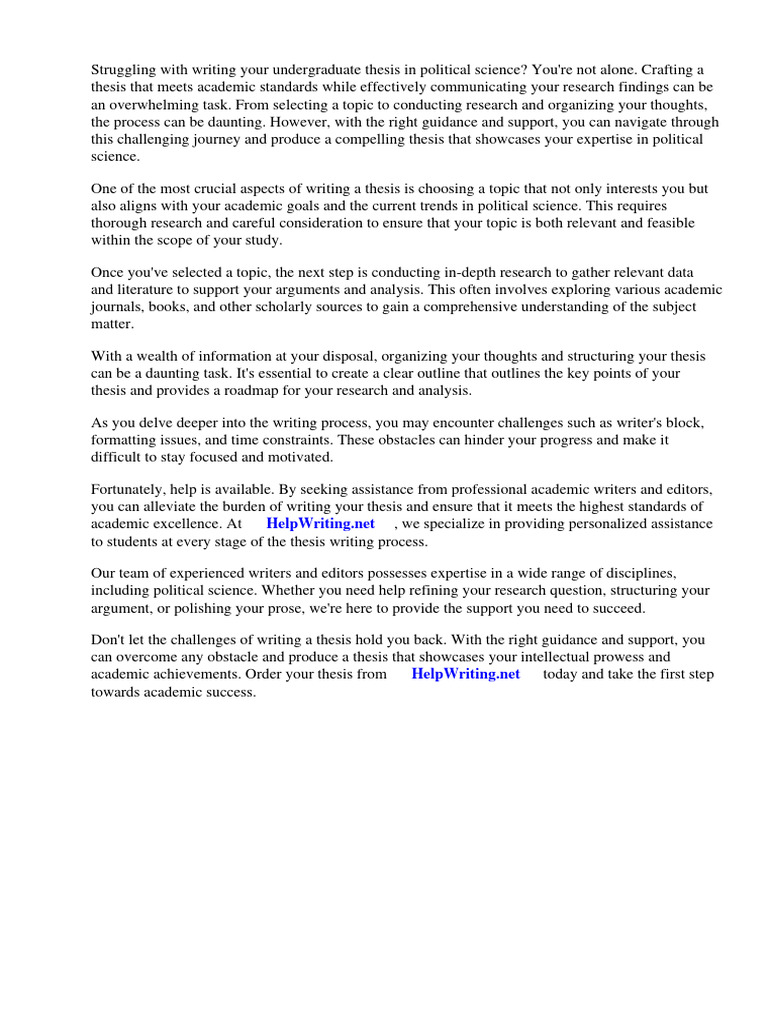 Political Science Thesis Writing Guide | PDF | Thesis | Science