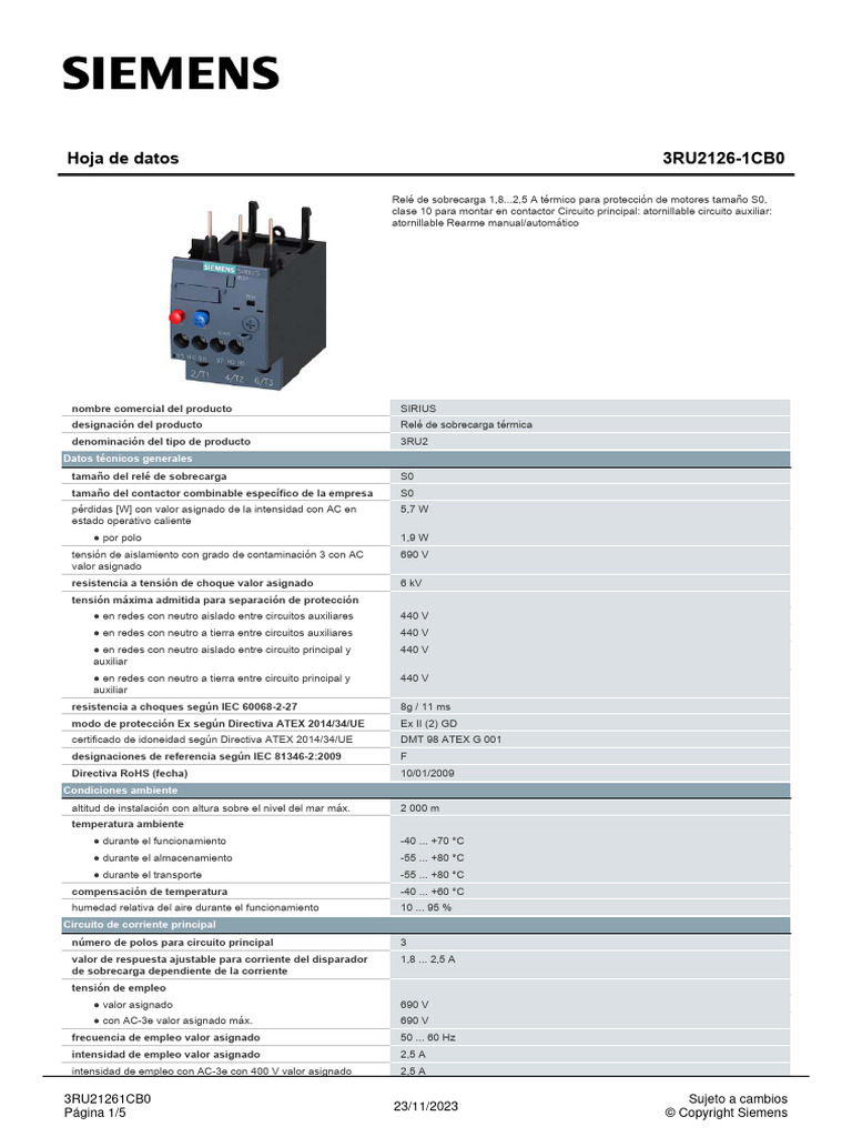 3RU21261CB0 Datasheet Es | PDF | Tornillo | Fusible (Eléctrico)