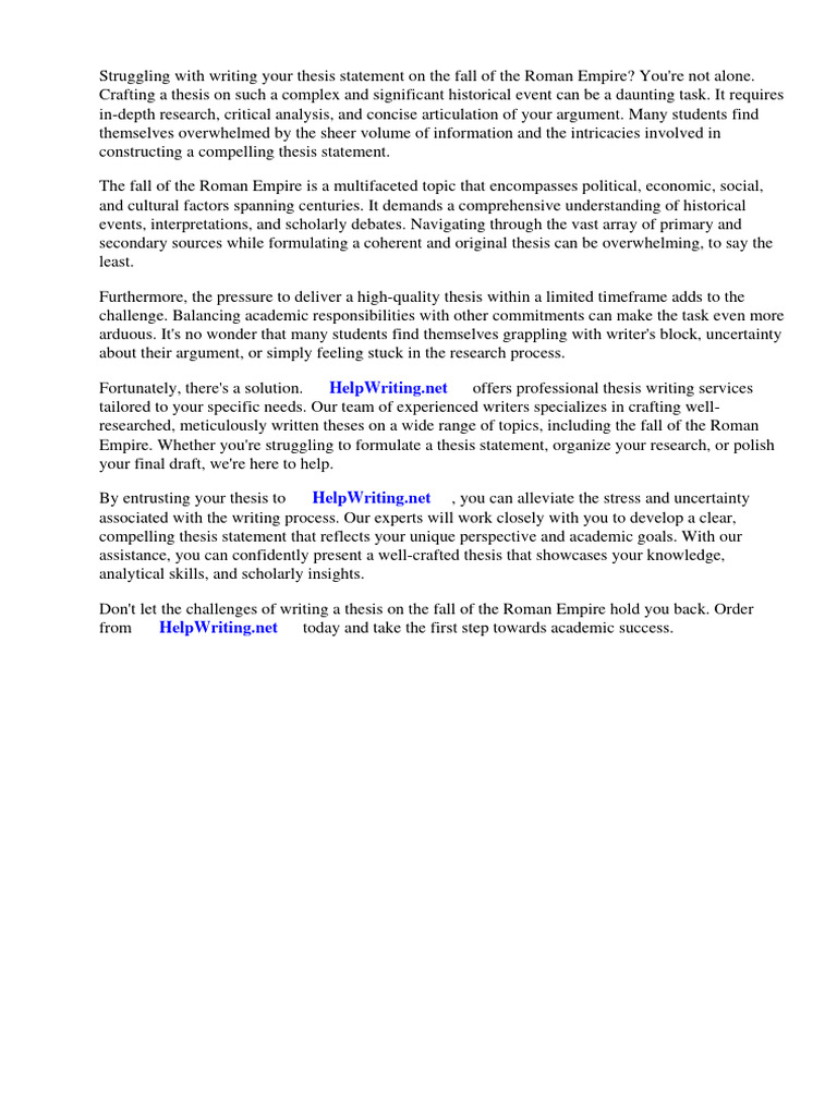 Thesis Statement Fall of The Roman Empire | PDF | Ancient Rome | Roman ...