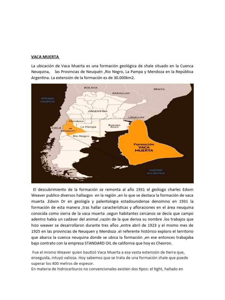 Vaca Muerta: Geología y Ubicación | PDF | Historia