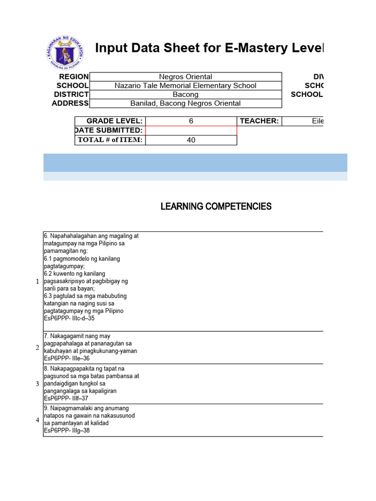 NegOr EsP6 TOS Q3 | PDF