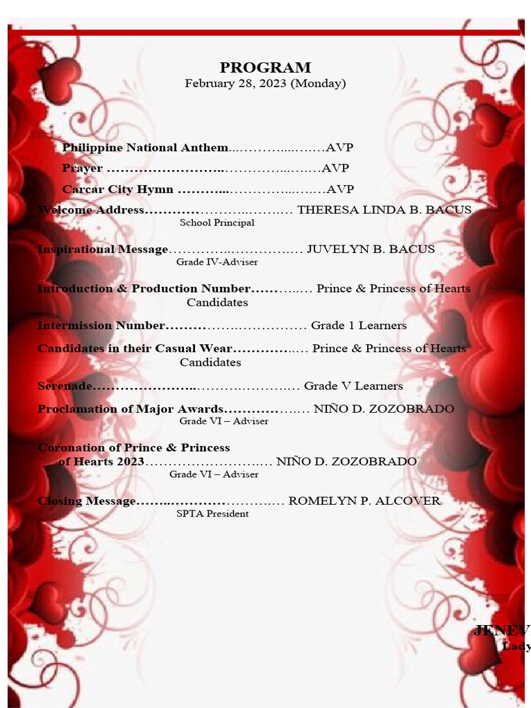 Prince and Princess Program | PDF