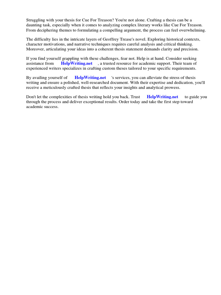 Thesis For Cue For Treason | PDF | Treason | Thesis