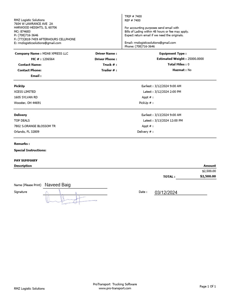 Rate Confirmatin Letter | PDF | Consumer Goods | Freight Transport