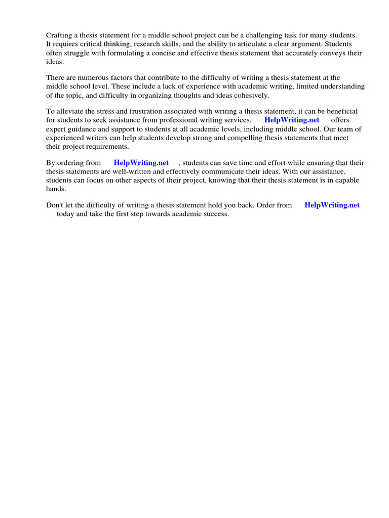 Sample Thesis Statement Middle School | Download Free PDF | Essays | Thesis