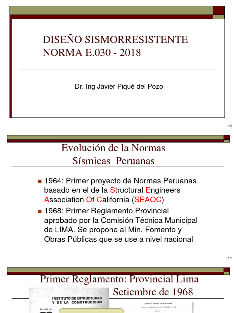 Presentación Norma E.030-2018v2 | PDF | Ingeniería Sísmica | Ingeniería estructural