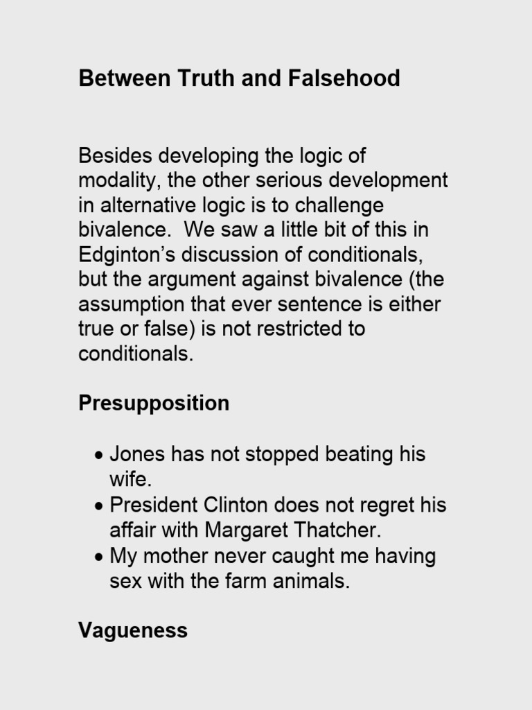 Between Truth and Falsity | PDF | Contradiction | Argument