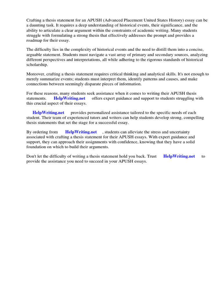 Apush Thesis Statement | PDF | Essays | Thesis